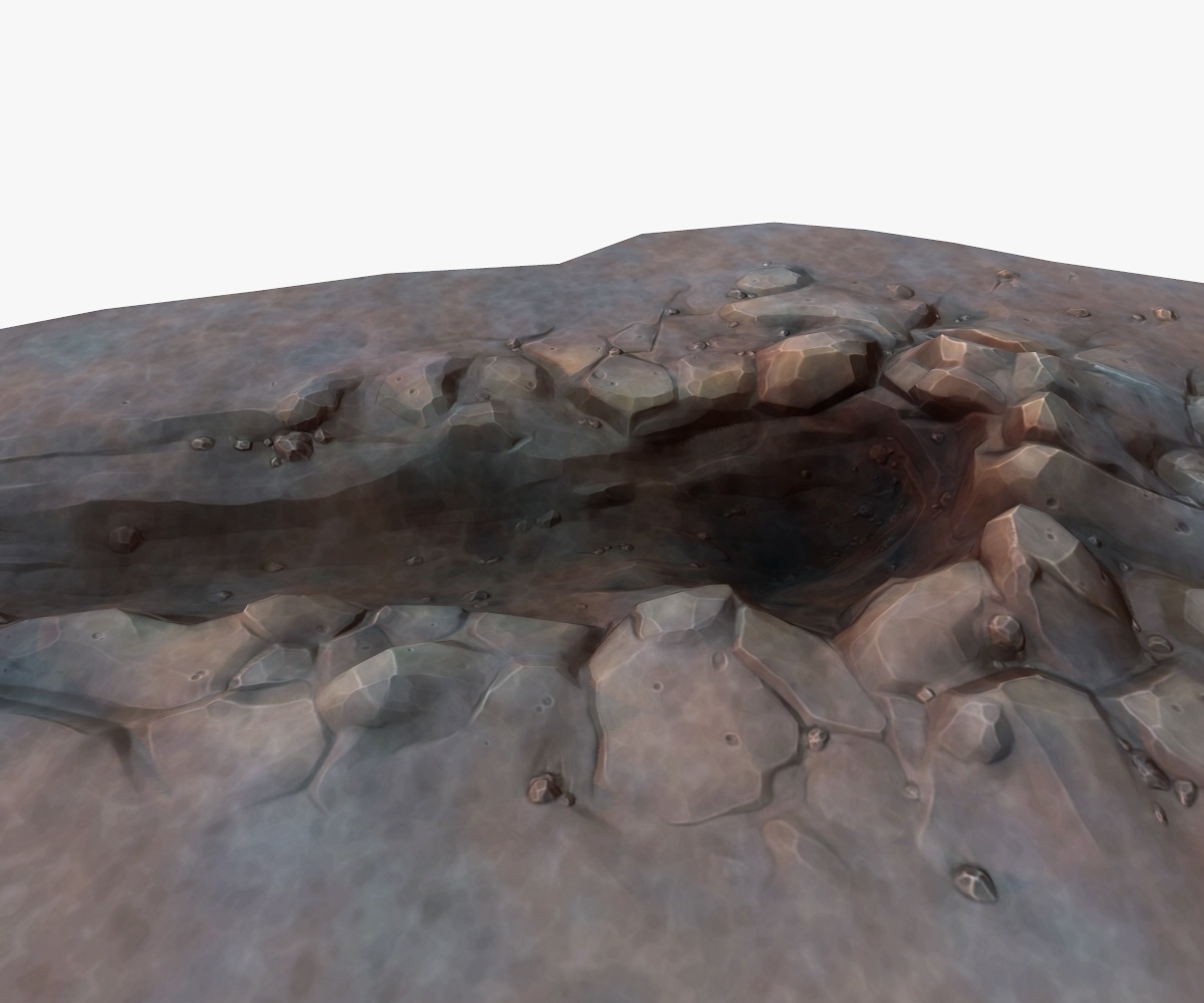low-poly cartoon crater 3d model