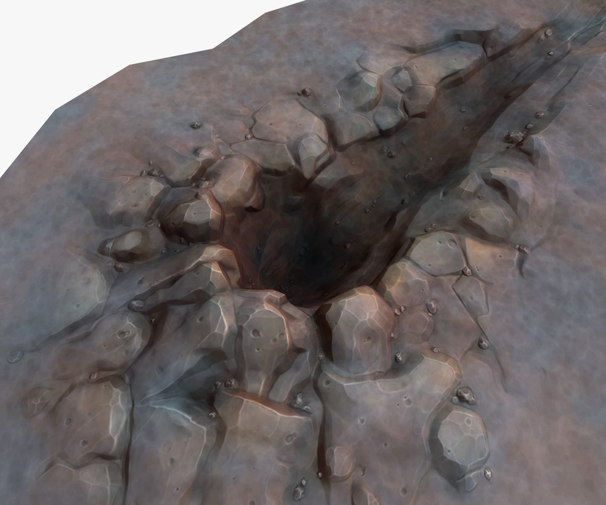 low-poly cartoon crater 3d model