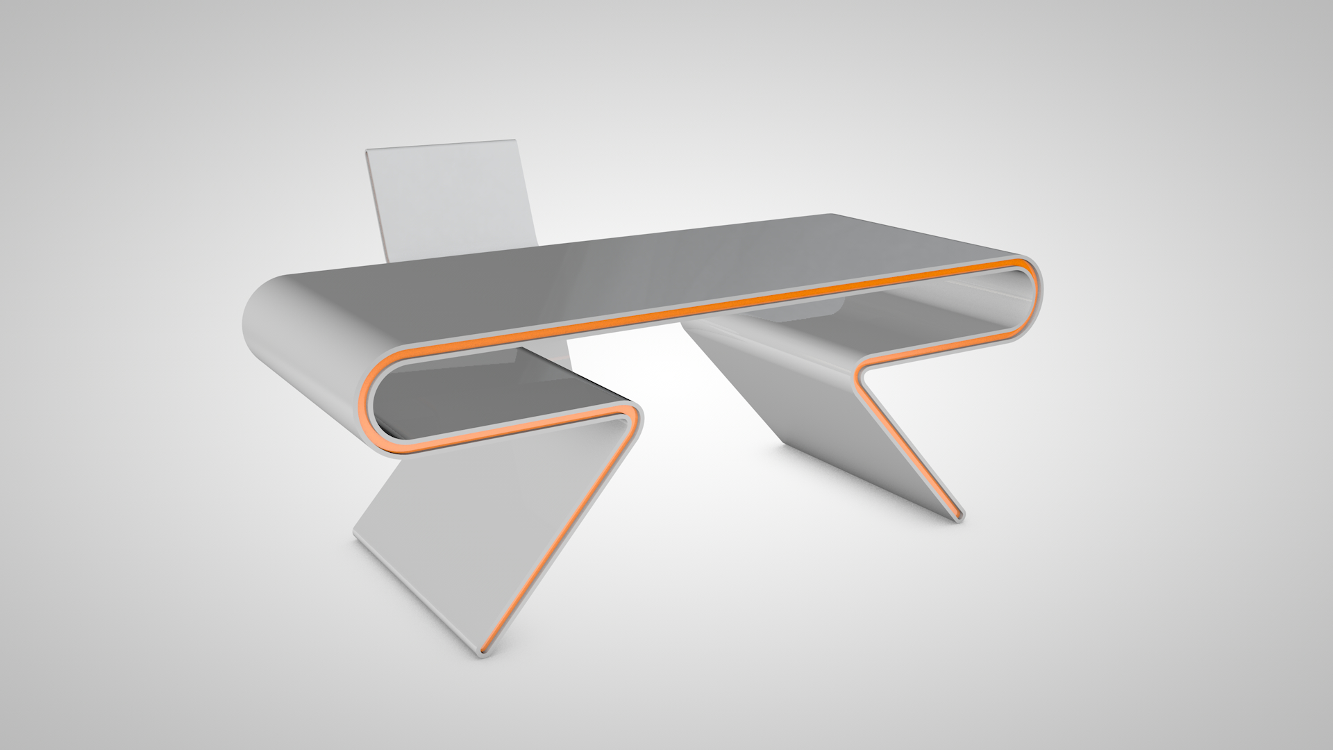 futuristic table chair 3d model