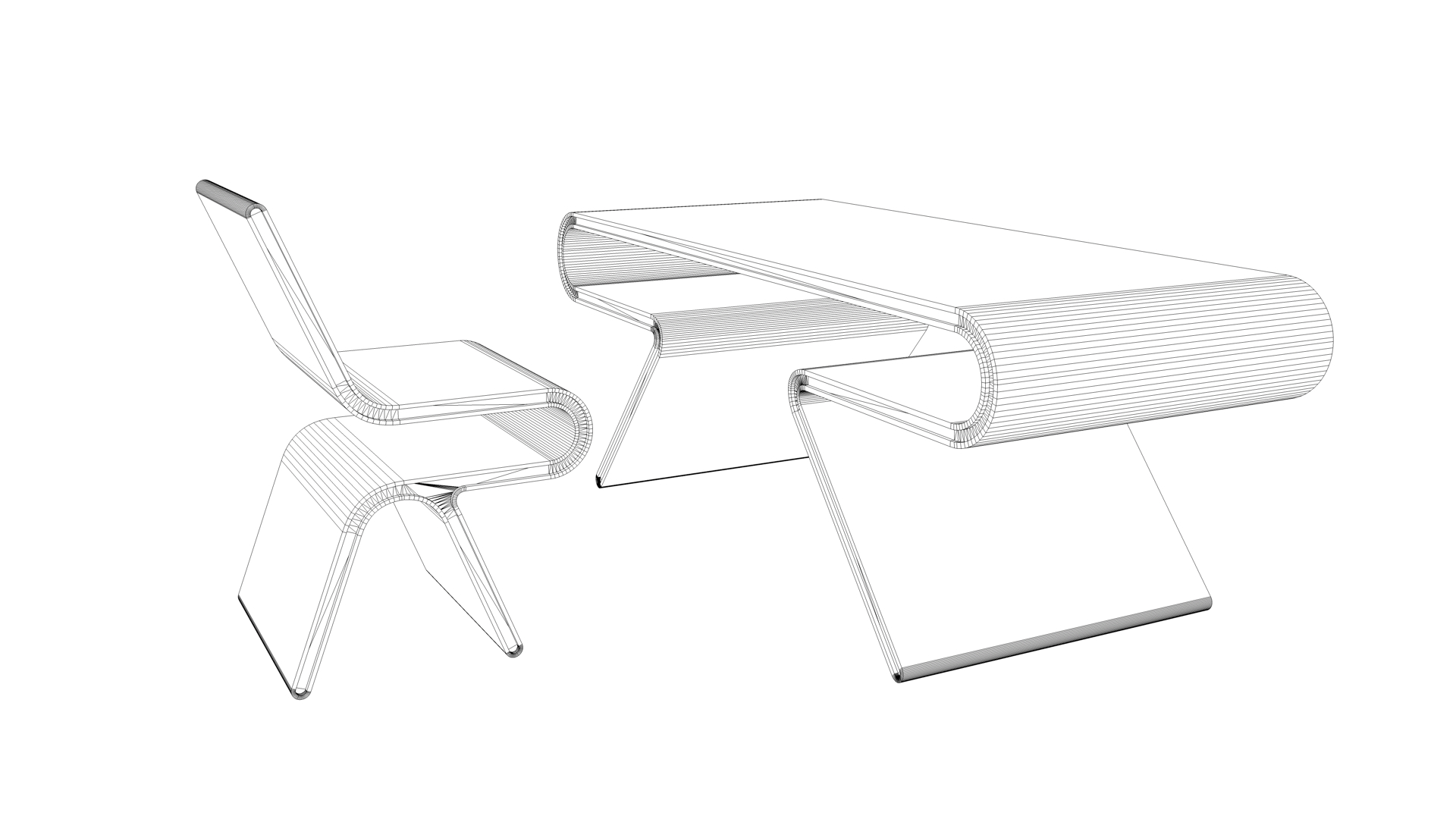 futuristic table chair 3d model