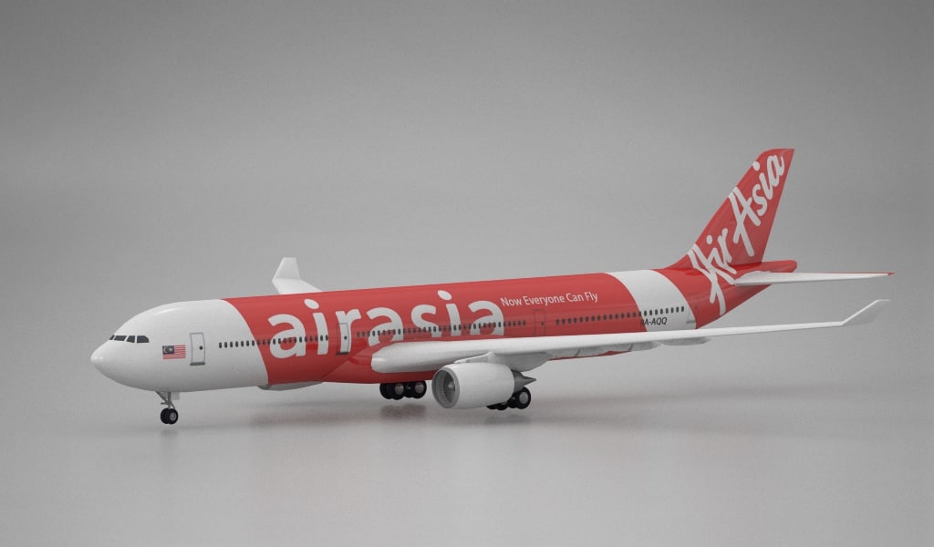 3d model airplane airbus a330 airasia
