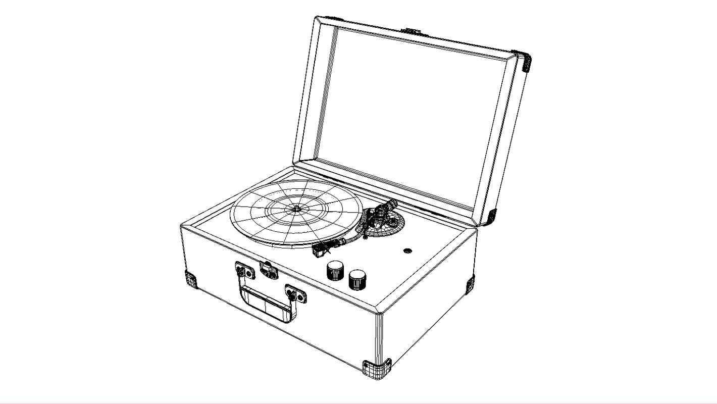 3d record player model