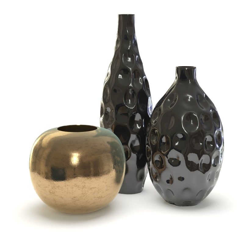 3d model of 3 vases