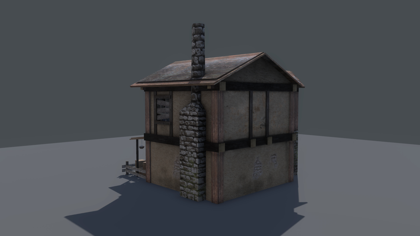 ready medieval blacksmith house building 3d obj