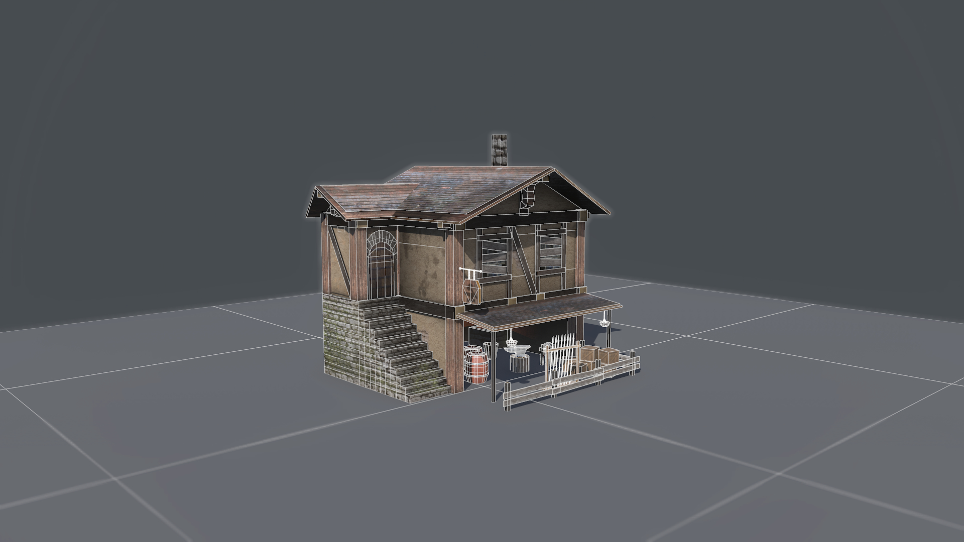 ready medieval blacksmith house building 3d obj