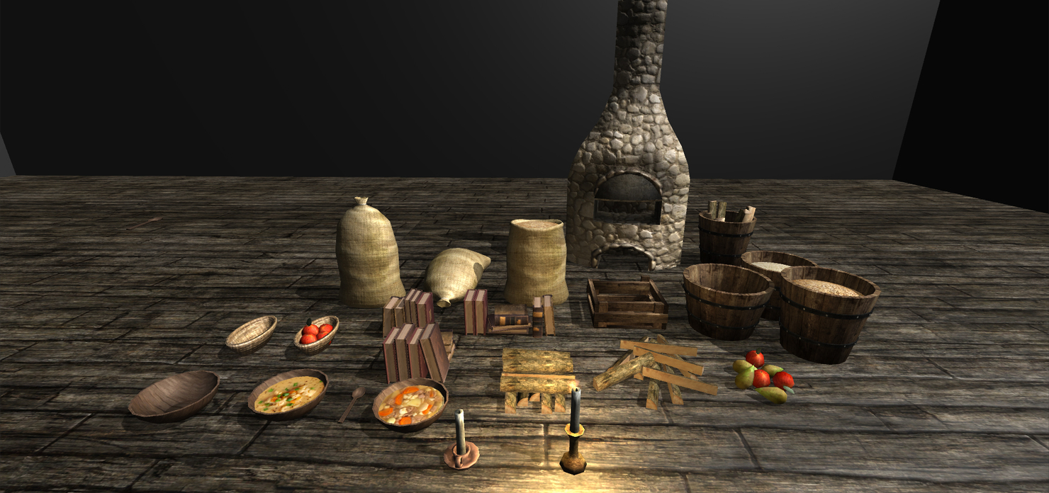 3d medieval furniture props