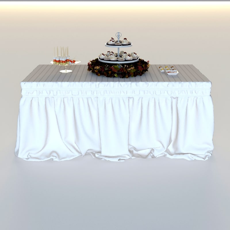 3d model drapery standing buffet table