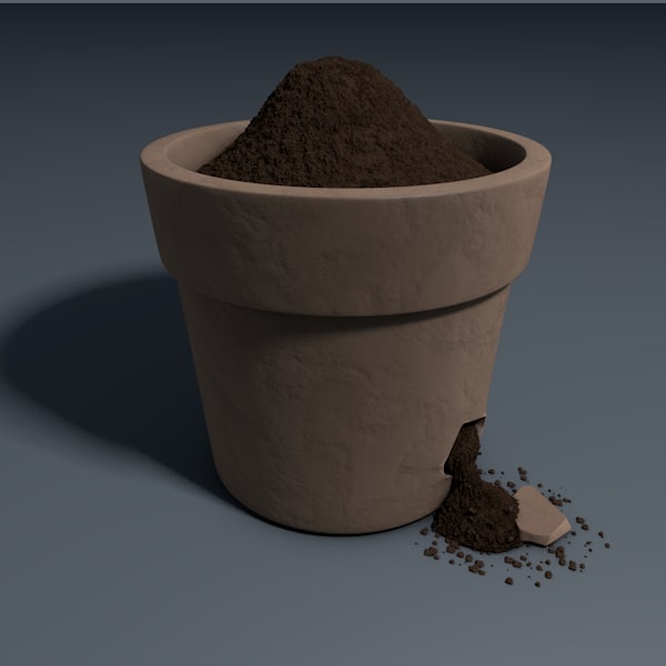 3d realistic damaged flower pot