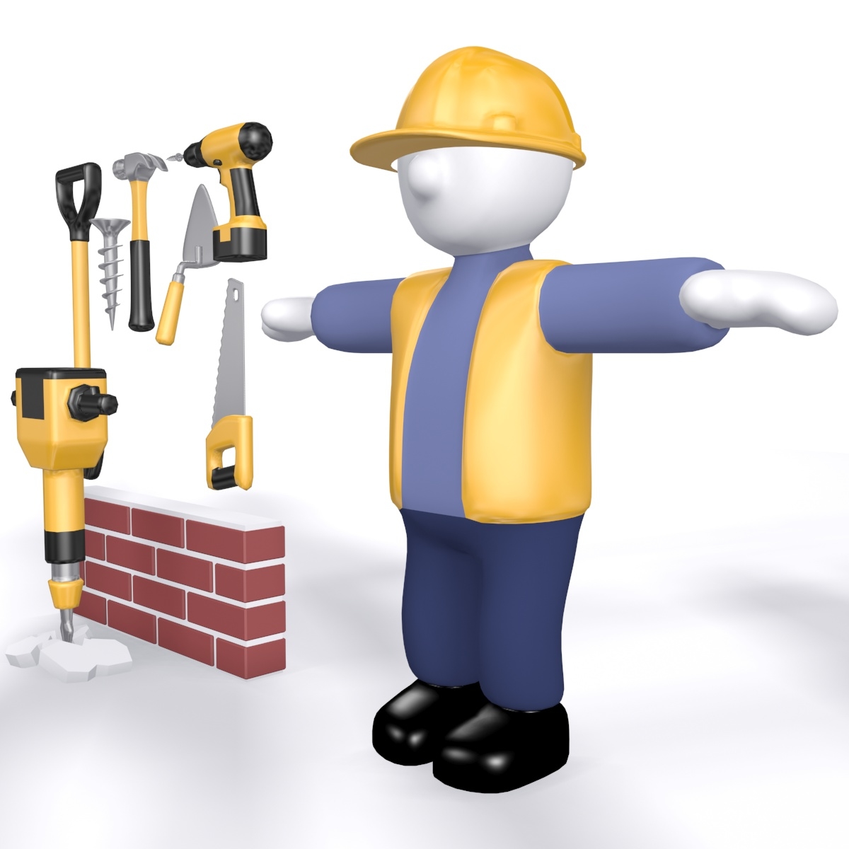 Trabalhador da construção civil stickman & ferrame Modelo 3D ...