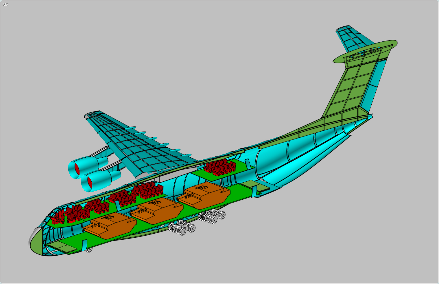 c-5b transport aircraft solid 3d model