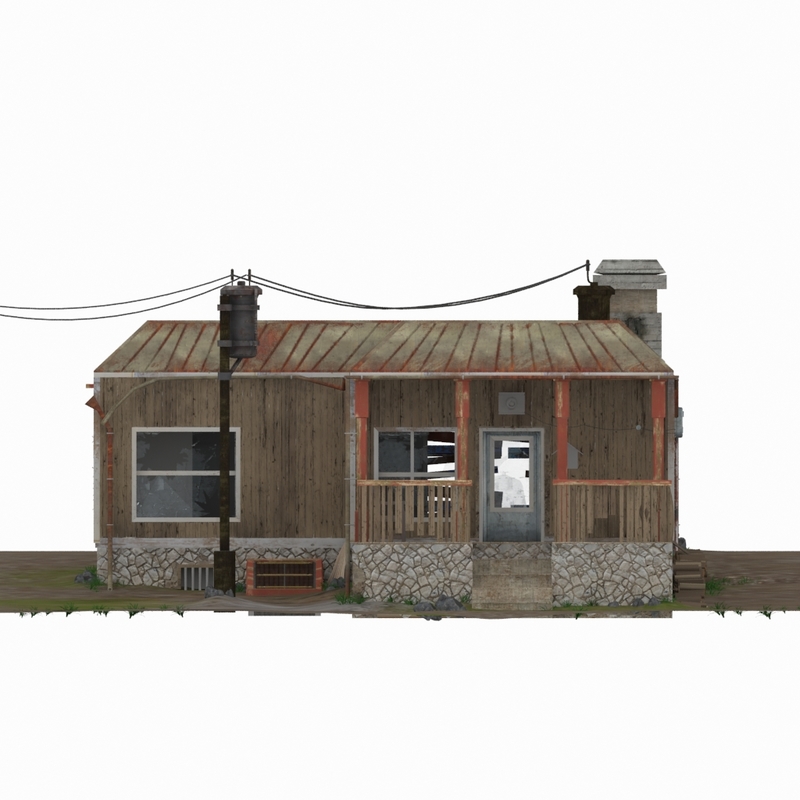 3d obj old post apocalyptic house