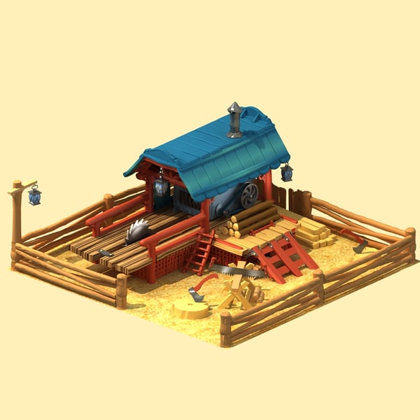 3d cartoon sawmill