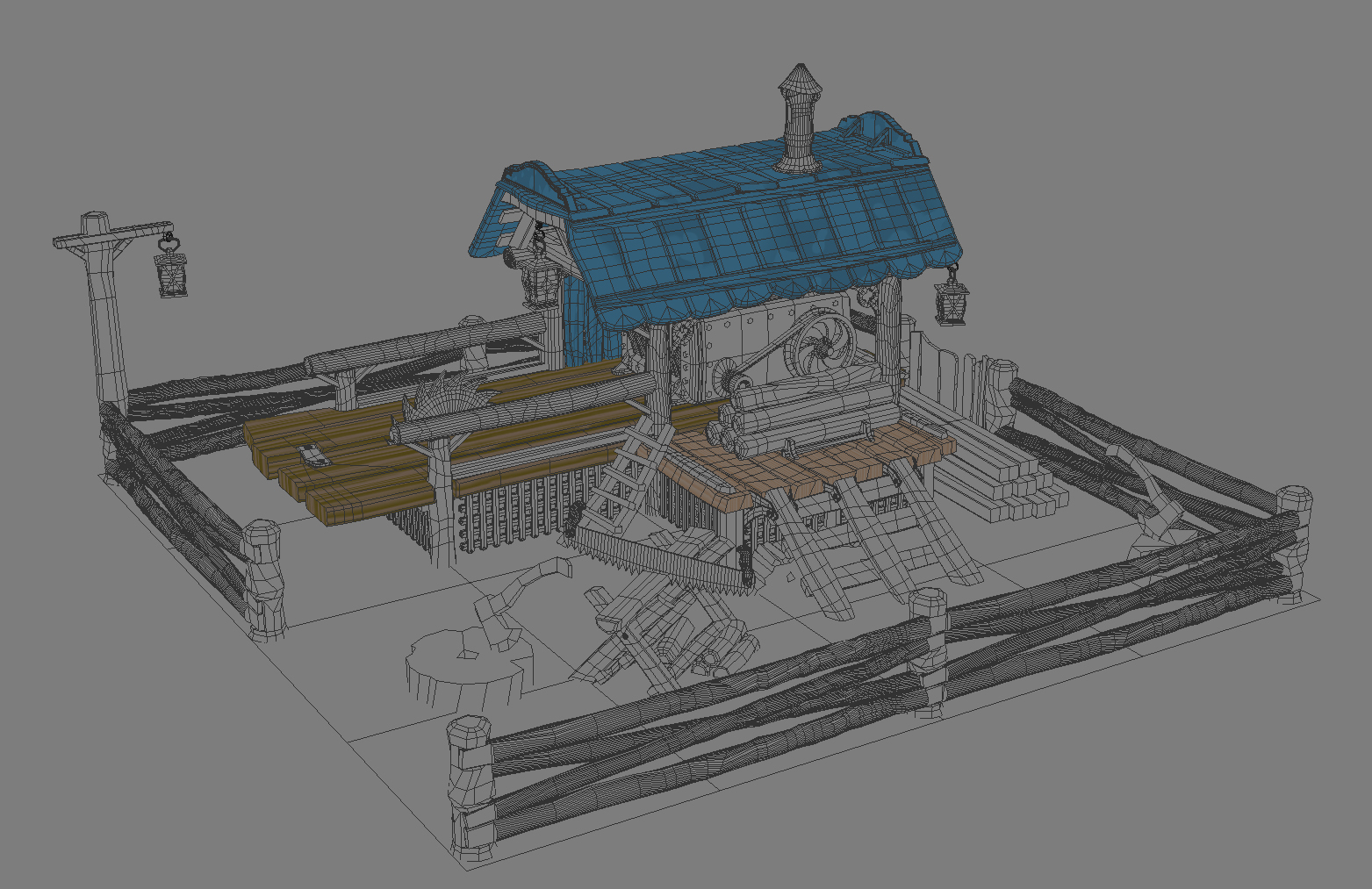 3d cartoon sawmill