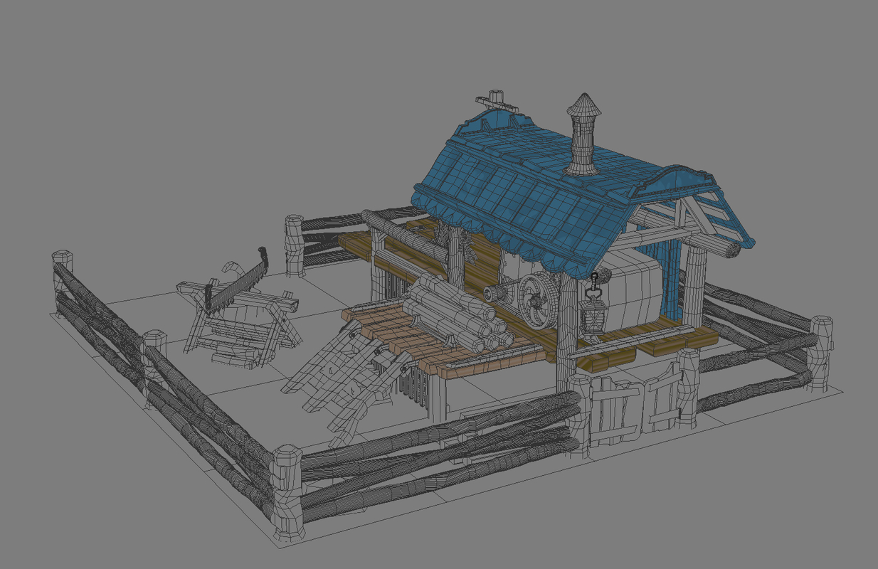 3d cartoon sawmill
