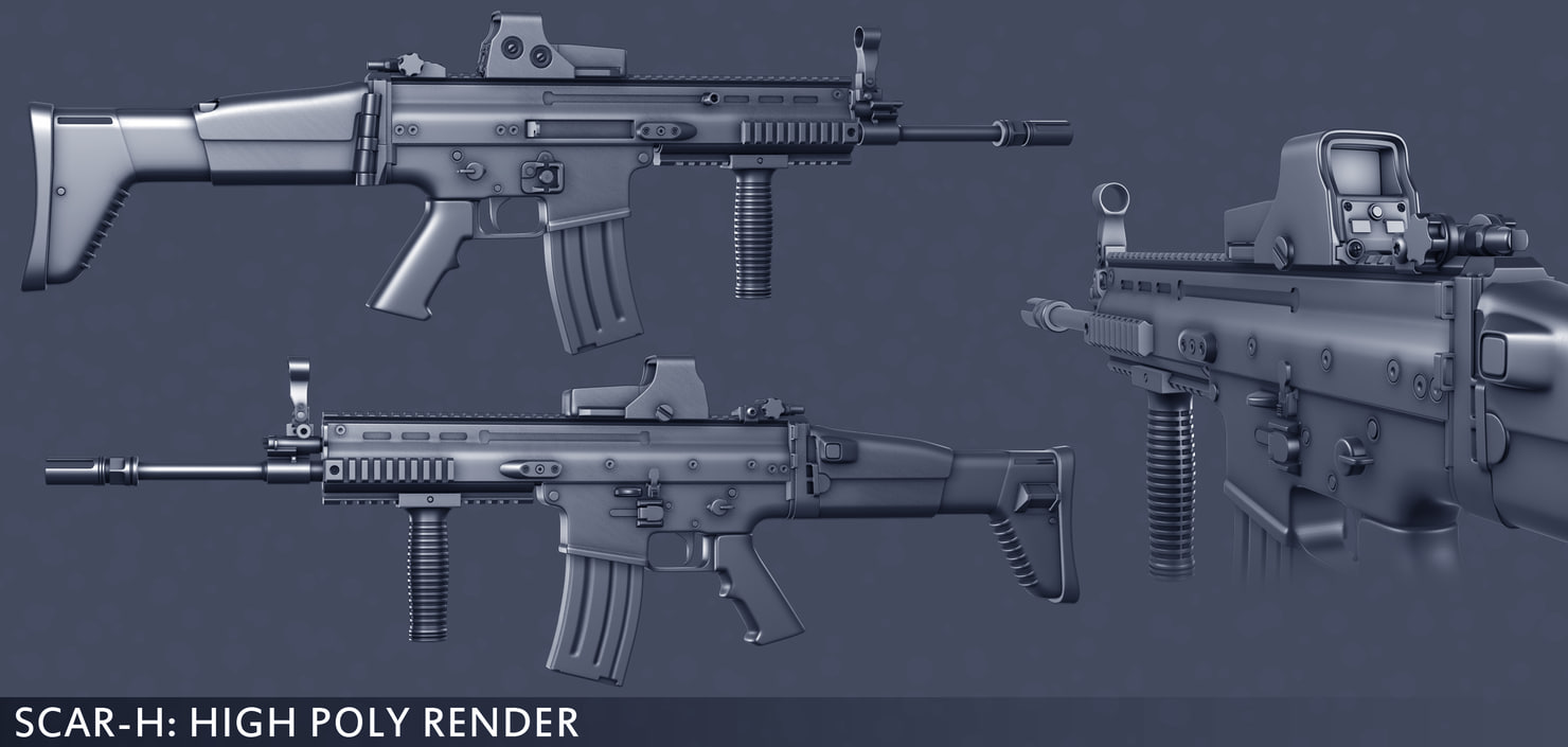 3d model weapon scar-h