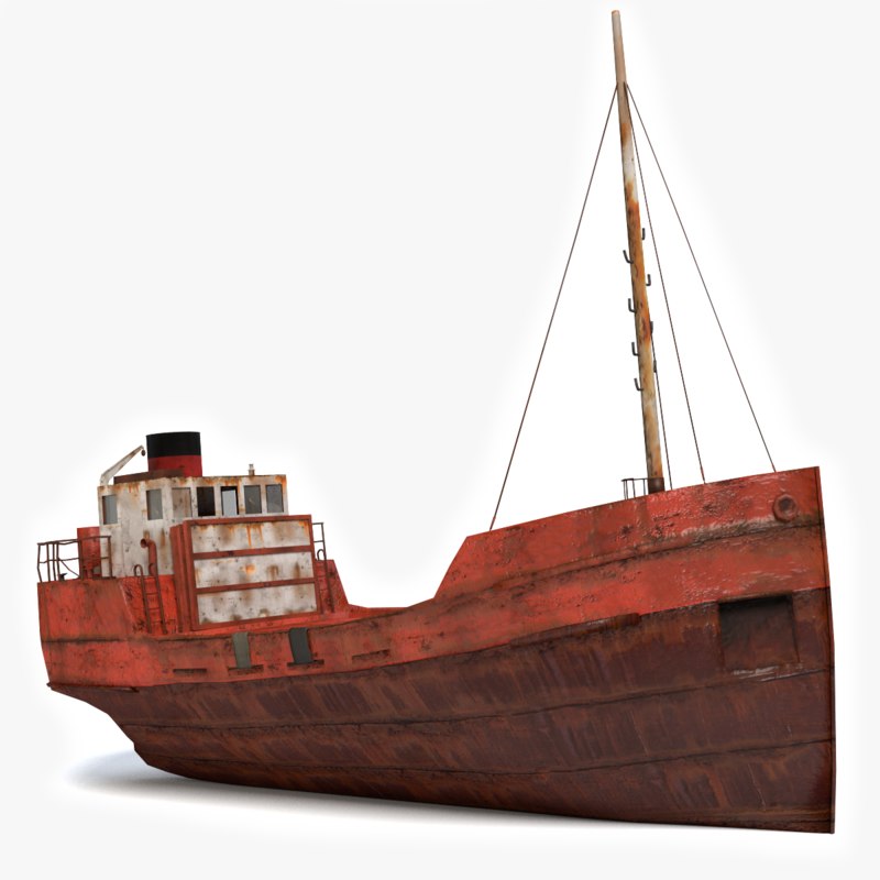 3d old rusty cargo ship