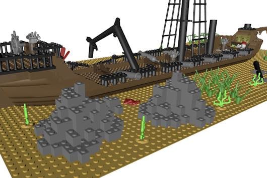 3d lego sunken pirate ship