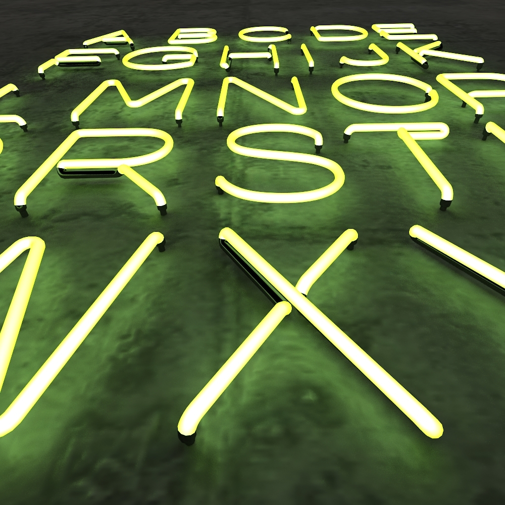 neon alphabet 3d max