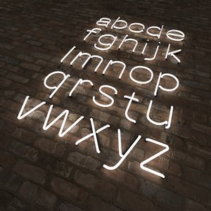 neon lighting alphabet letters 3d max