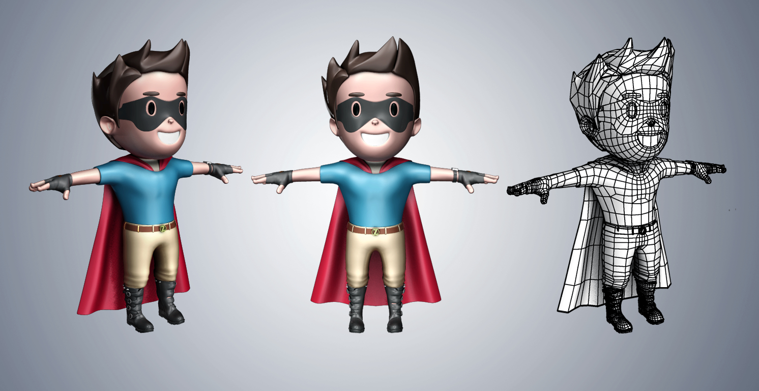3d super hero cartoon character model