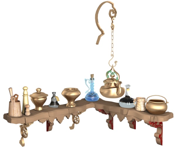 ethnic old cookware shelf 3d max