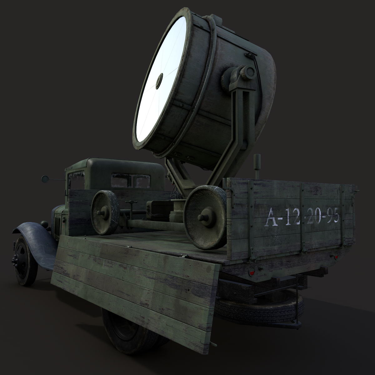 gaz-aa searchlight military vehicle 3d model
