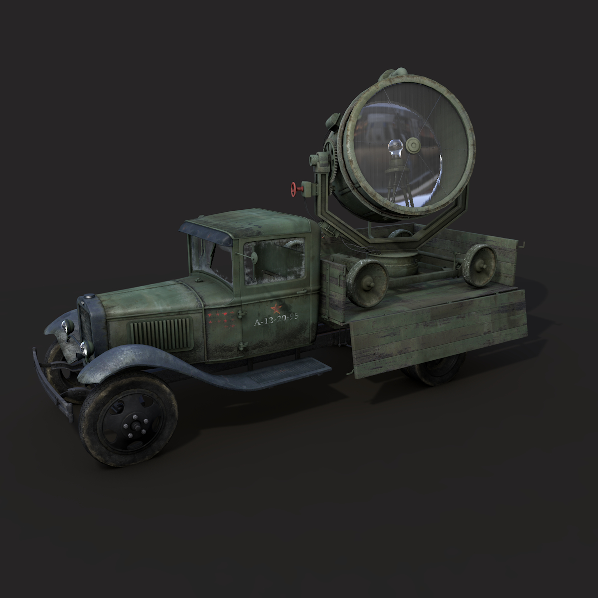 gaz-aa searchlight military vehicle 3d model