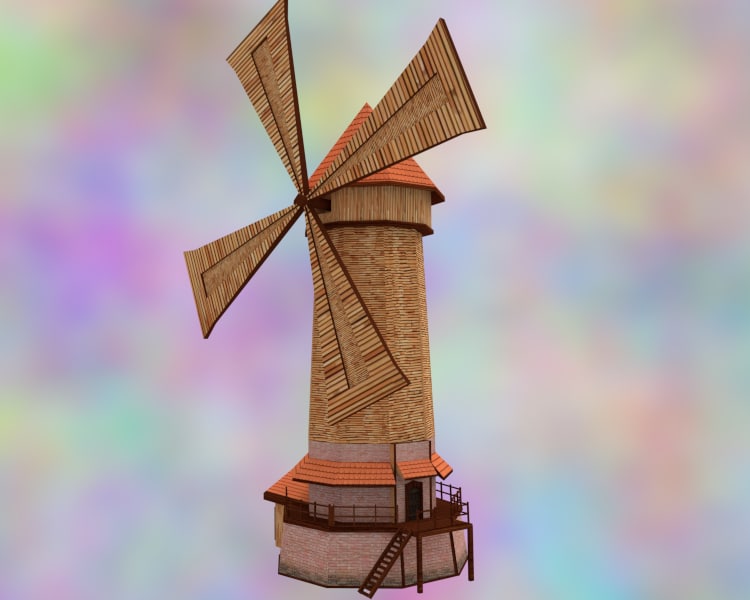 medieval fantasy windmill 3d model