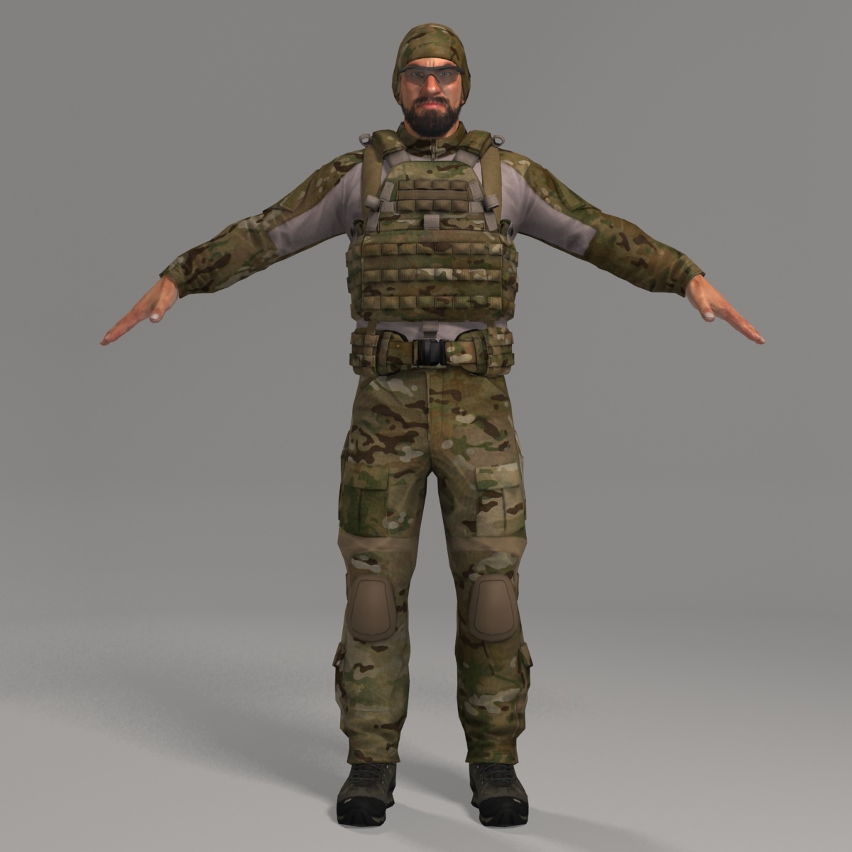 military male soldier set 3d model