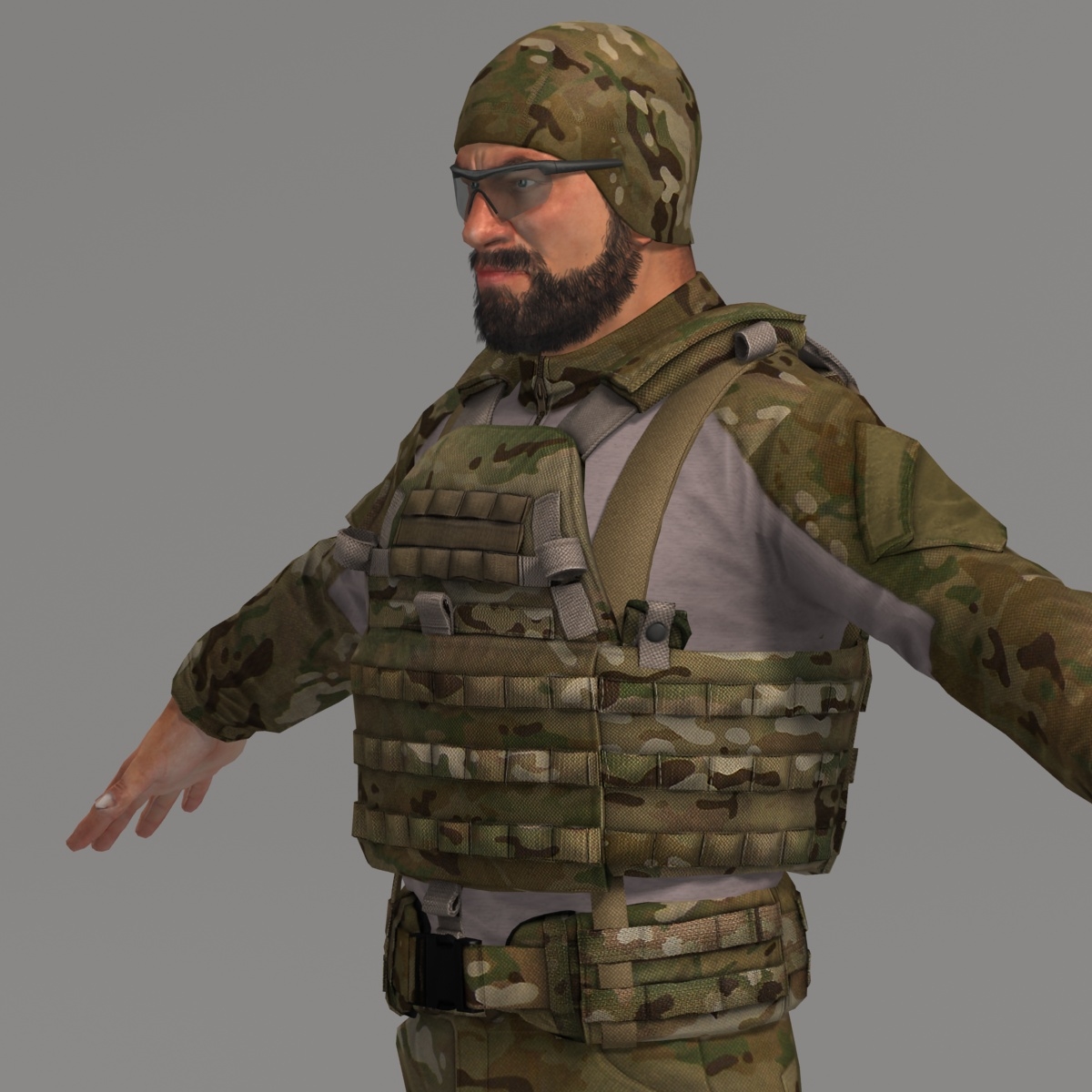 military male soldier set 3d model
