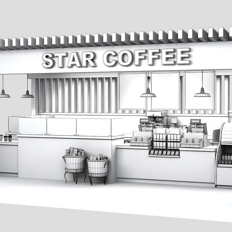 3d model coffee kiosk