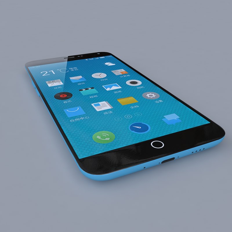 meizu m1 note blue 3d model