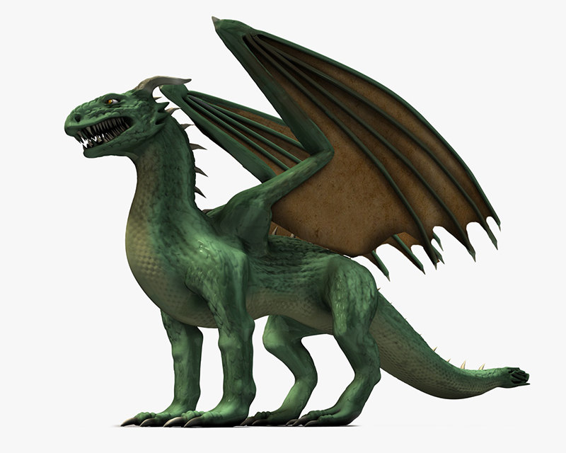winged green dragon 3d max