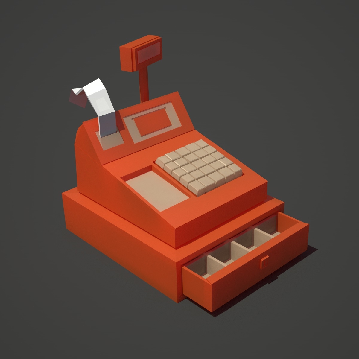 3d low-poly cash register