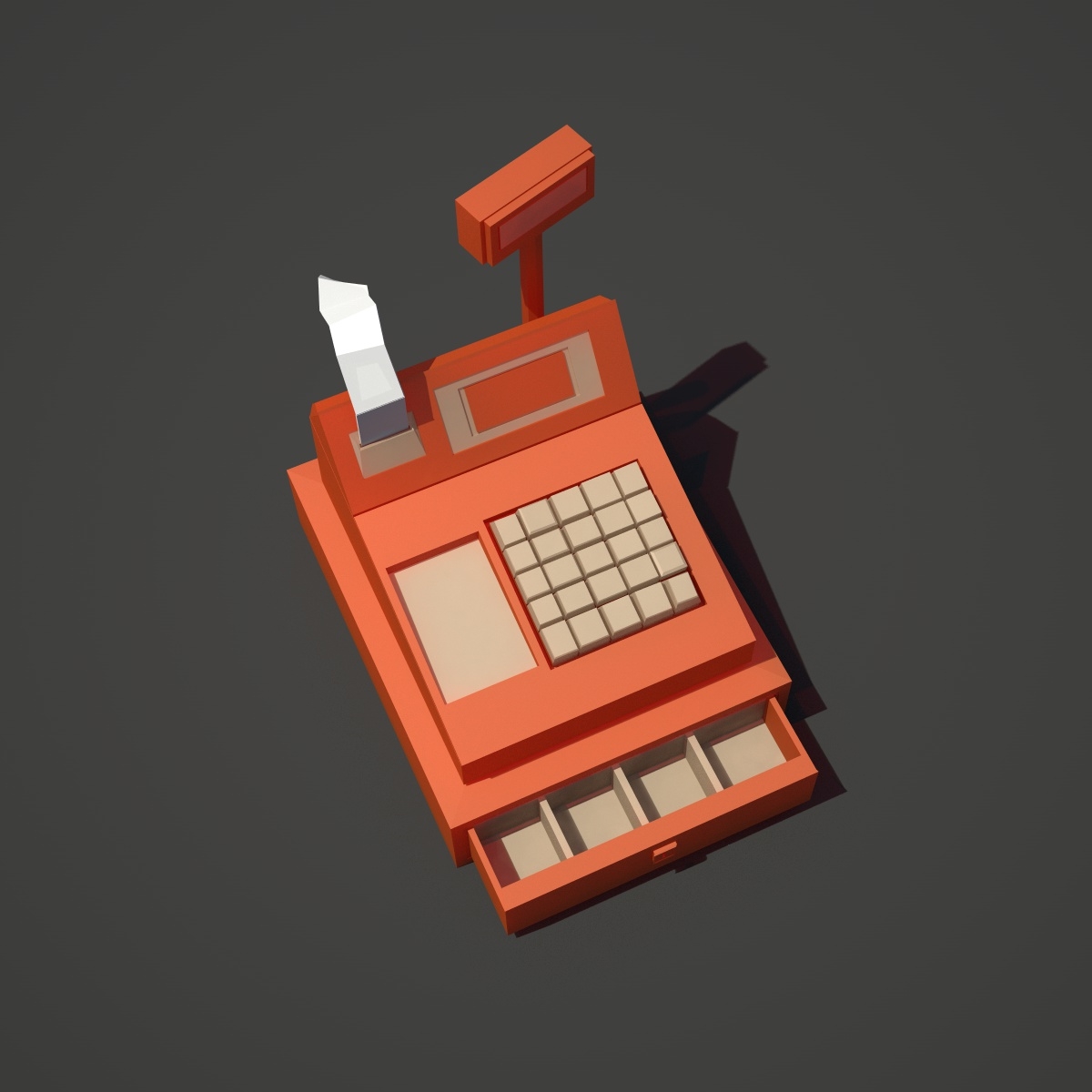 3d low-poly cash register