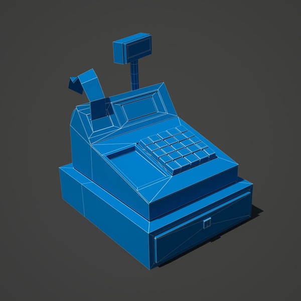3d low-poly cash register