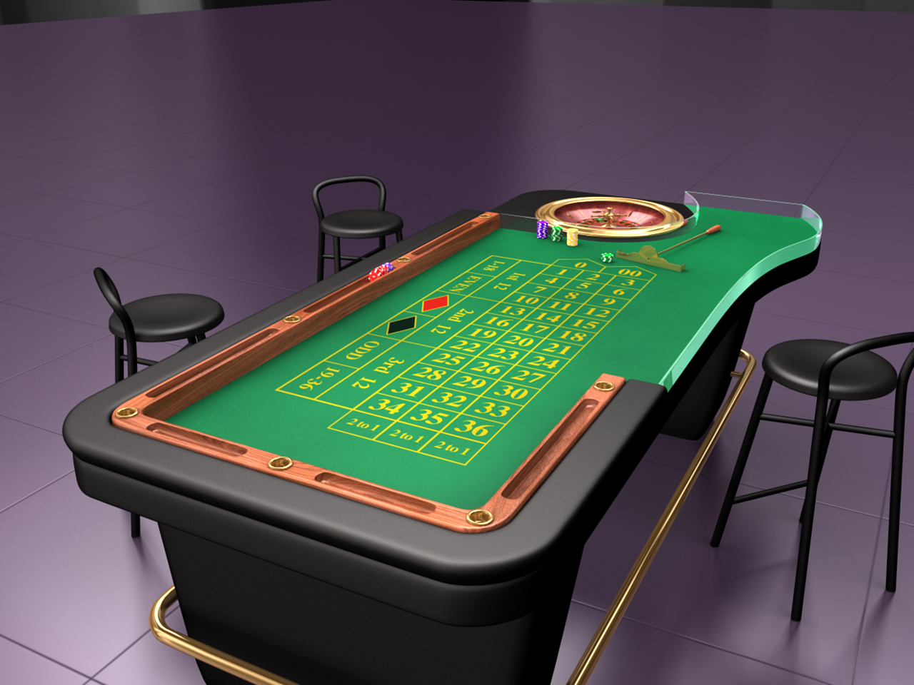 roulette table set 3d model