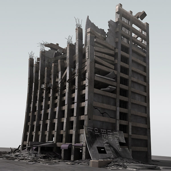 destroyed building 3d model