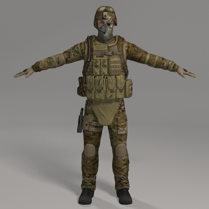 3d military male soldier set model