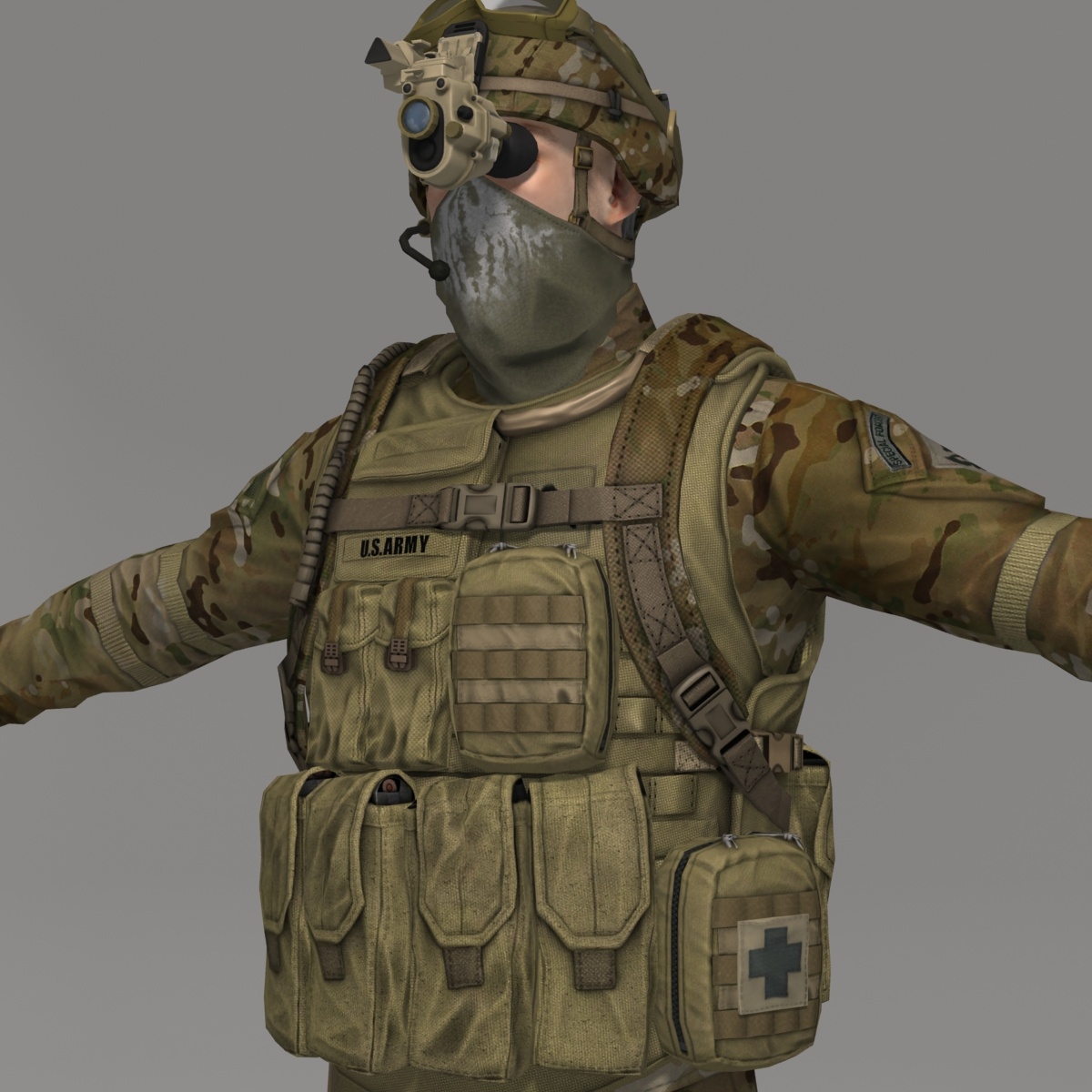 3d military male soldier set model