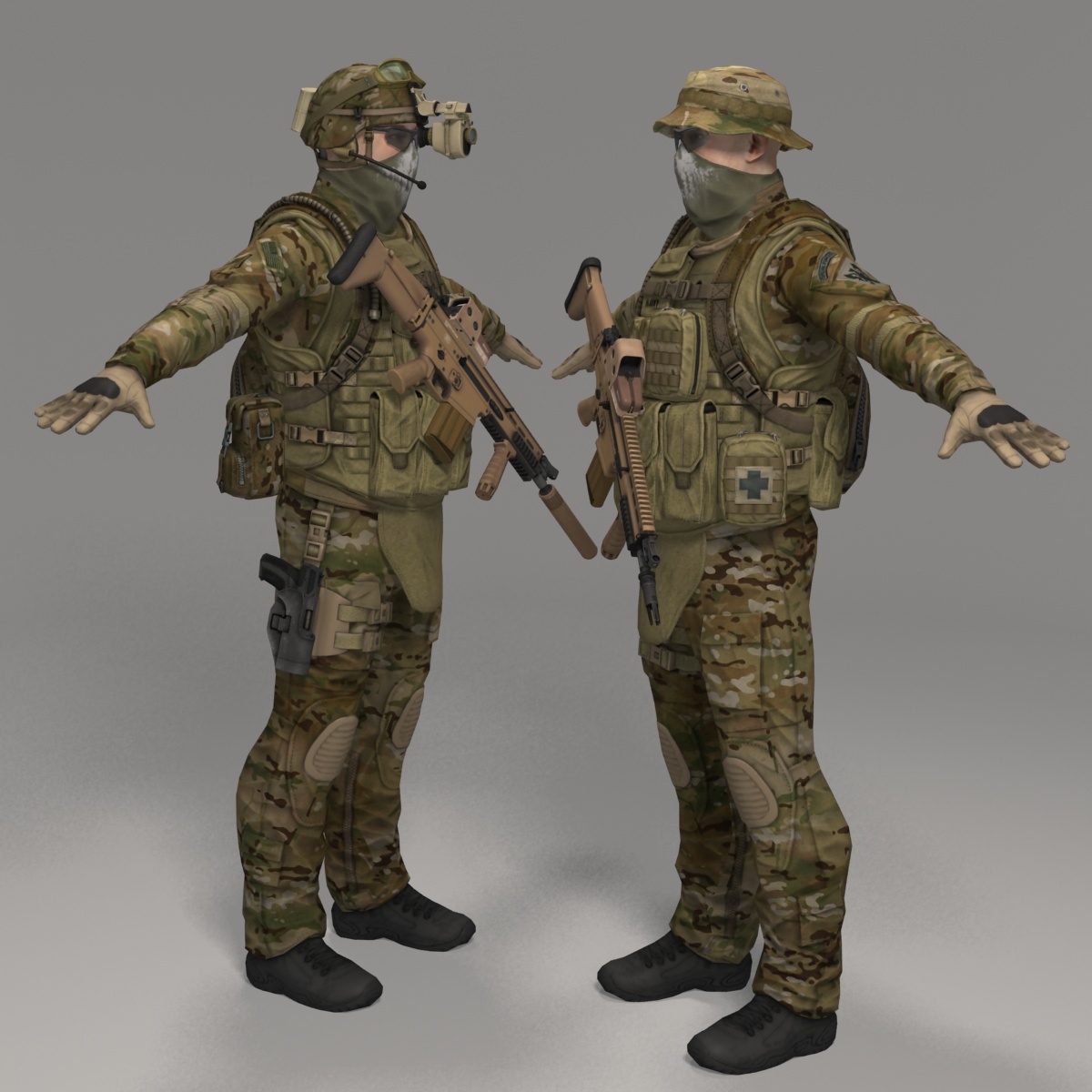 3d military male soldier set model