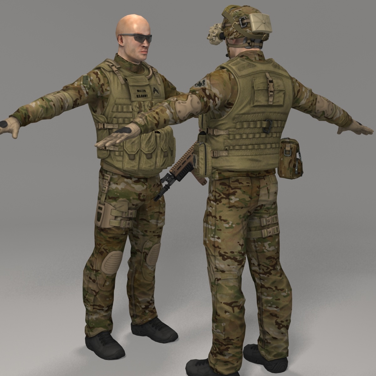 3d military male soldier set model