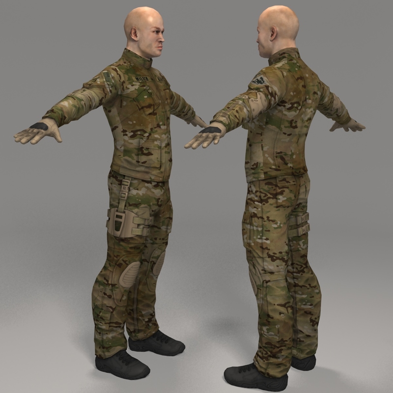 3d military male soldier set model