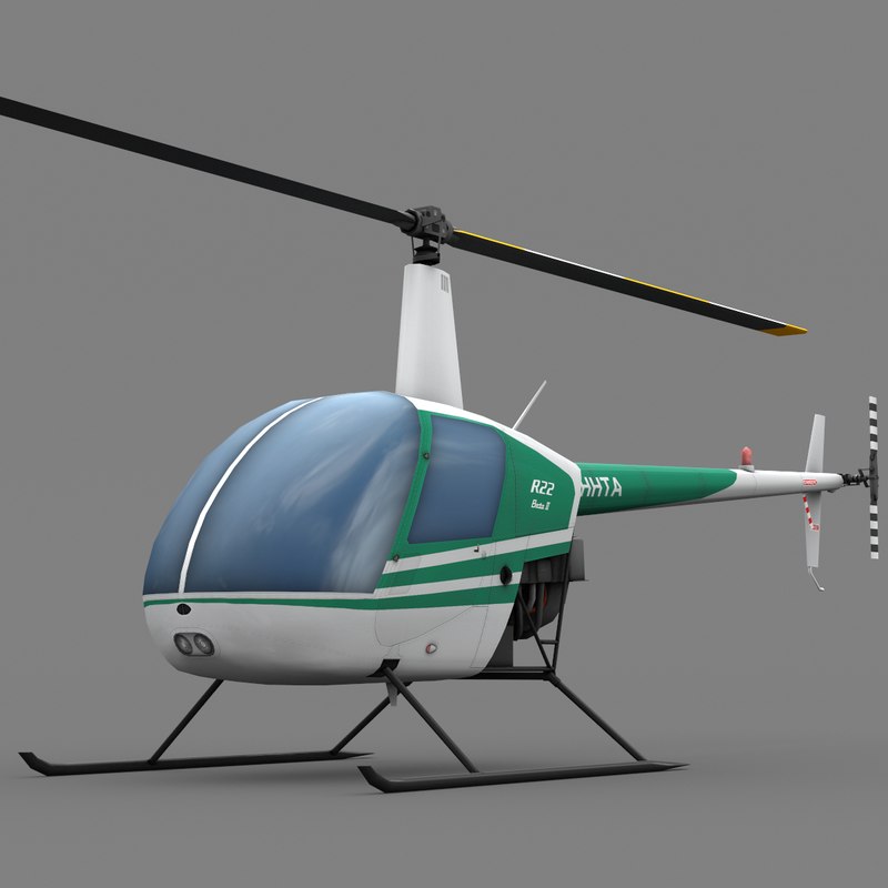 3d low-poly robinson r22 helicopter model