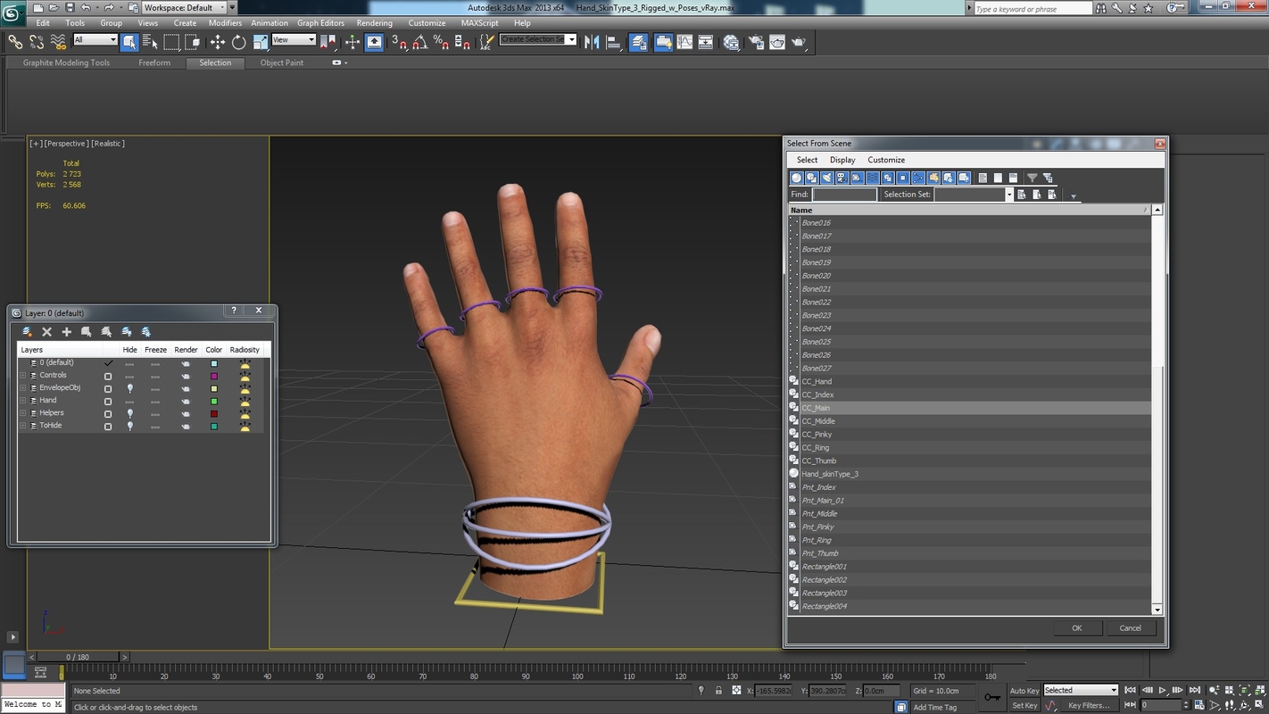 3ds max hand rigged poses skin
