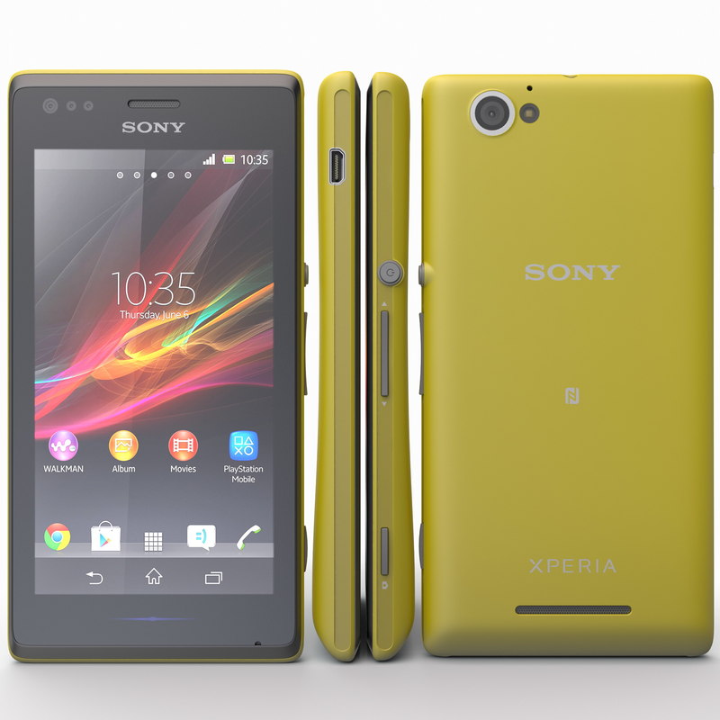 sony xperia m yellow 3d model