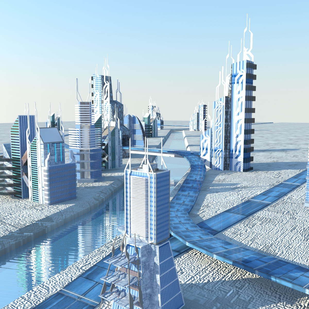 scene futuristic city 3d model