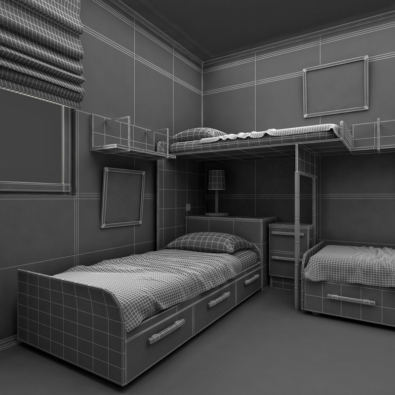 3d childrens bedroom design model