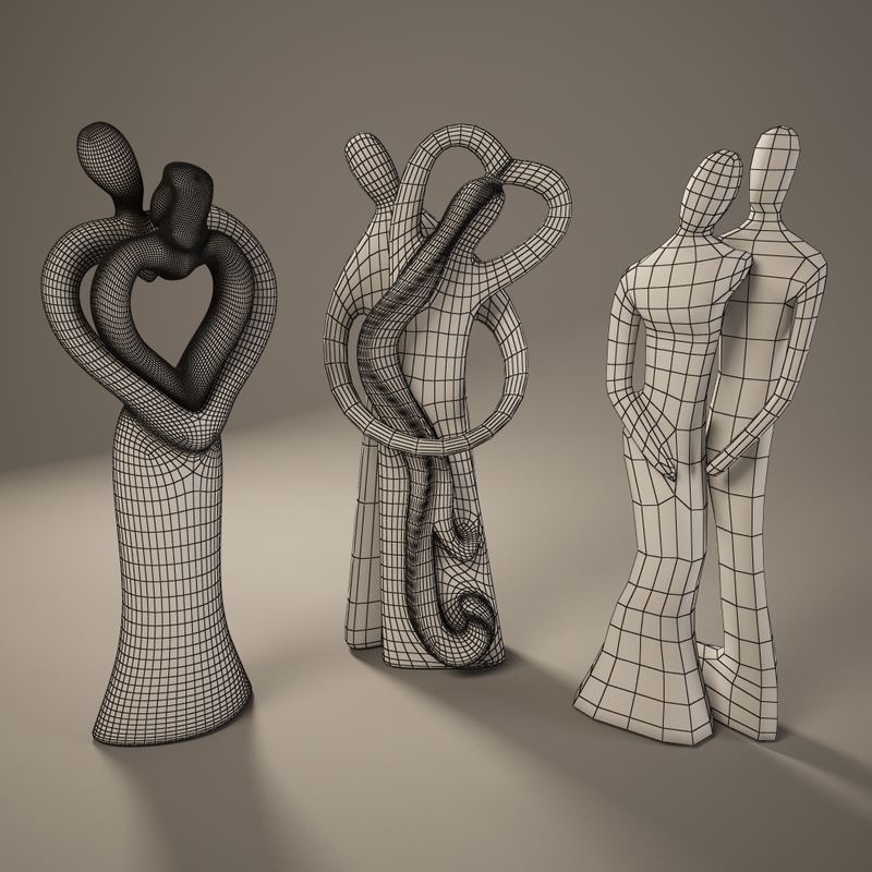 3d model figurines black white