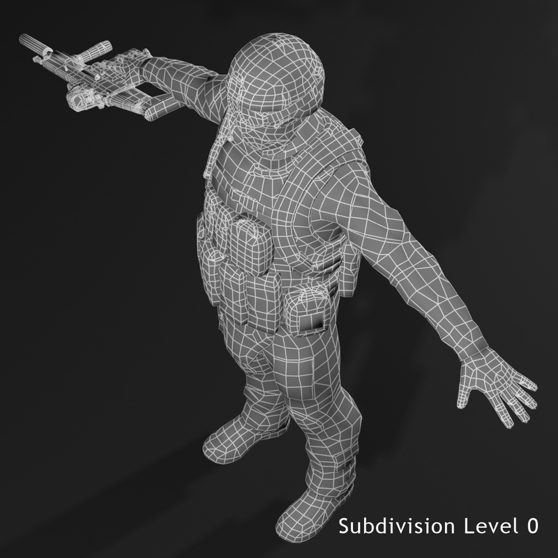3d military male soldier set model